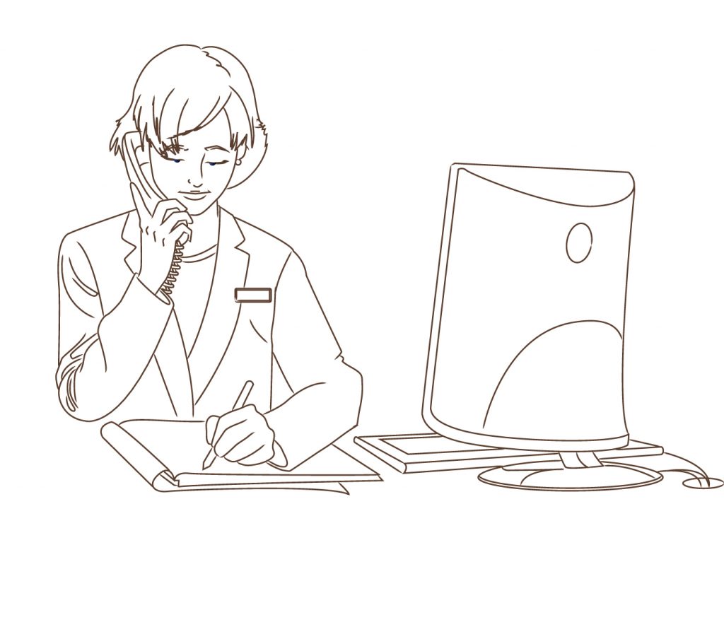 female receptionist -line art – Tiny Mushroom